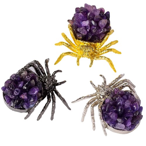 Natural Amethyst Crystal Spider Halloween Decor Hand-Made Spider Animal ...
