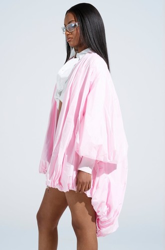 AKIRA Pink FLOATING NYLON Hi-Low Bubble Bomber Jacket SZ 1X/2X | eBay