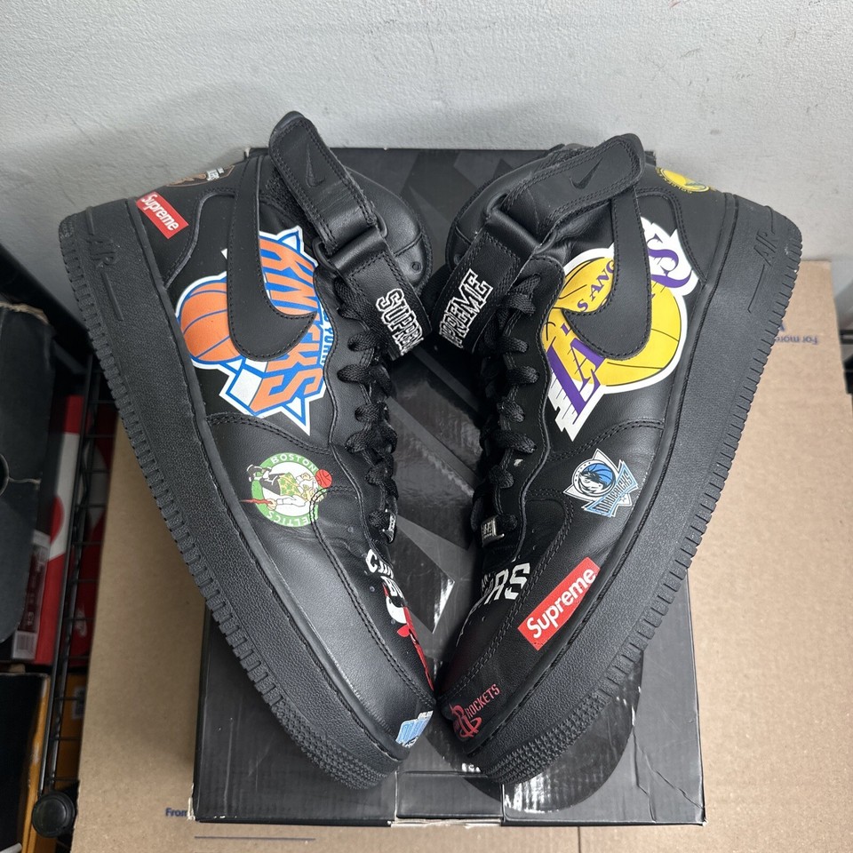 Size 10.5 - Nike Supreme NBA Air Force 1 07 Mid Black CLEAN with ...