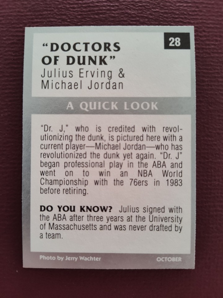 MICHAEL JORDAN & JULIUS ERVING, Doctors of Dunk 1991 TUFF STUFF JR 🏀 ...