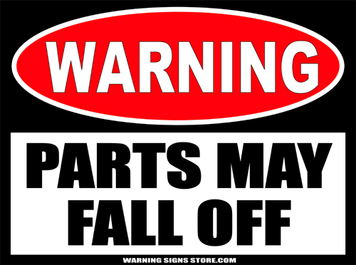 Parts May Fall Off Warning Funny Sticker Decal Mechanic Decal Auto Car ...