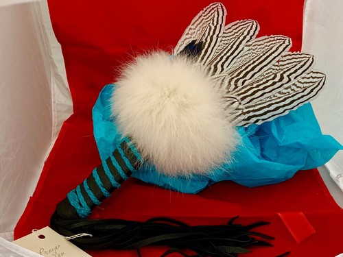 NATIVE AMERICAN INSPIRED PRAYER FAN FEATHER, FUR, LEATHER CEREMONIAL | eBay