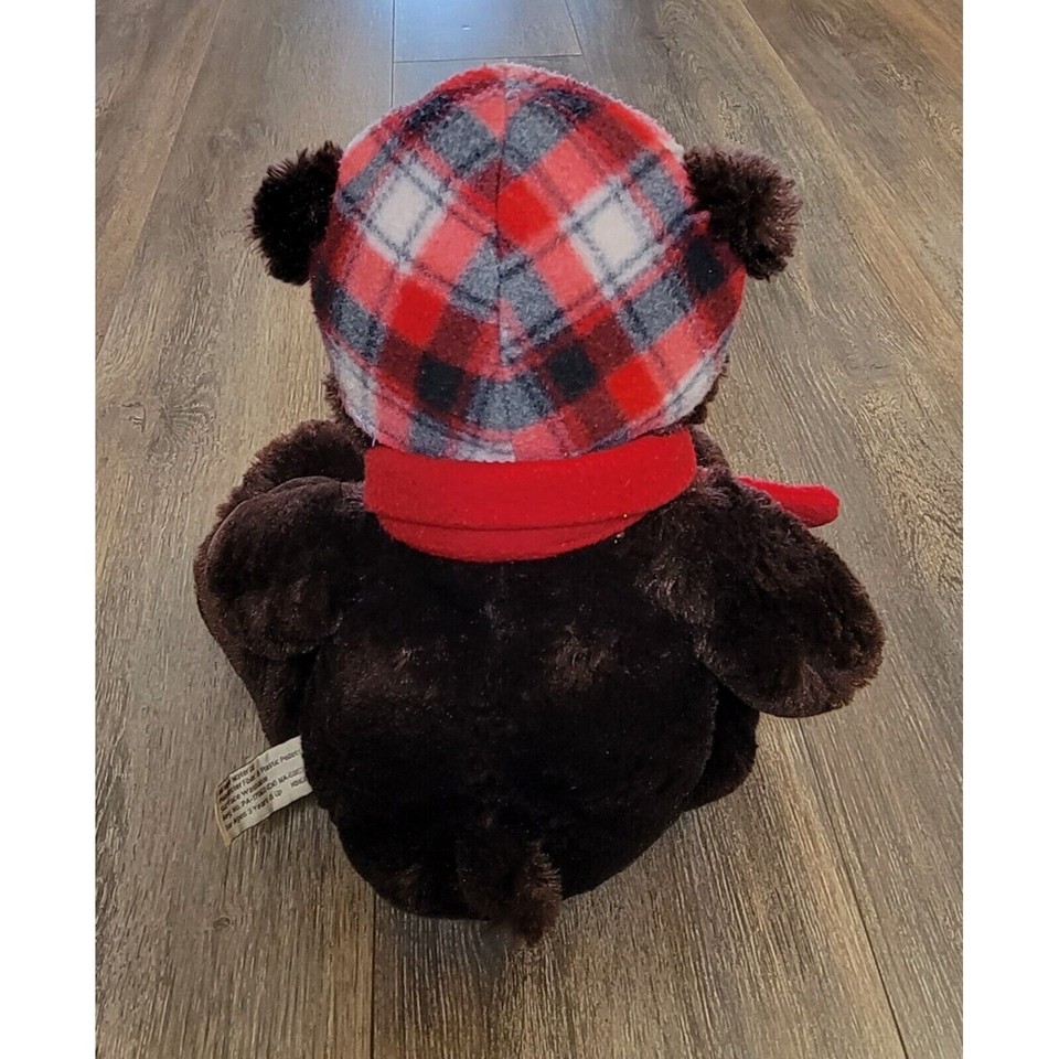 Hugfun International Brown Teddy Bear Red Hat Scarf Plush Stuffed ...