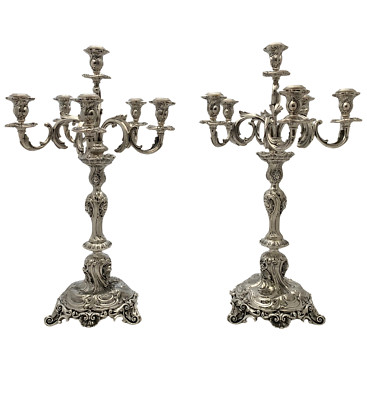 ANTIQUE CIRCA 1870 AUSTRIAN 800 SILVER HANDMADE ORNATE 6 LIGHT ...