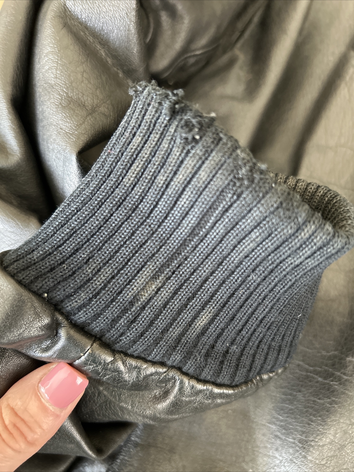 U2 Wear Me Out Black Leather 80s-90s Bomber Jacket Me… - Gem