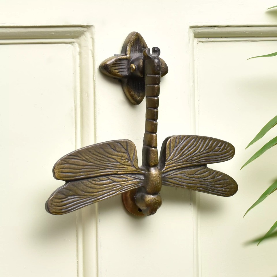 Antique Dragonfly Iron Door Knocker Handmade Front Doorbell 6.25 Inches ...