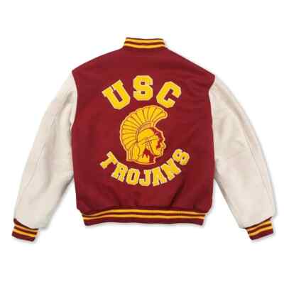 USC Trojans Maroon Wool and White Leather Letterman Varsity Jacket | eBay