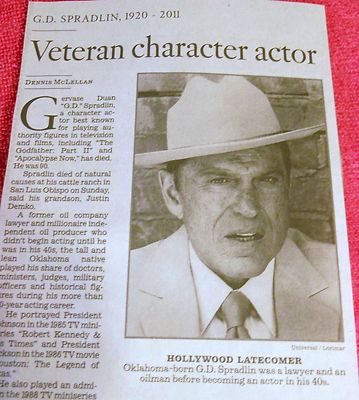 1920-2011 G.D. SPRADLIN OBITUARY VETERAN CHARACTER ACTOR HOLLYWOOD ...