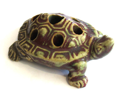 Vtg Ceramic 7 Hole Turtle Flower Frog Figurine | eBay
