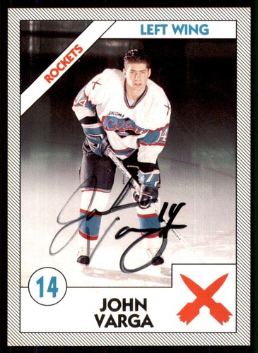 1993-94 Tacoma Rockets WHL John Varga IP Signed Auto Tacoma Rockets #14 ...