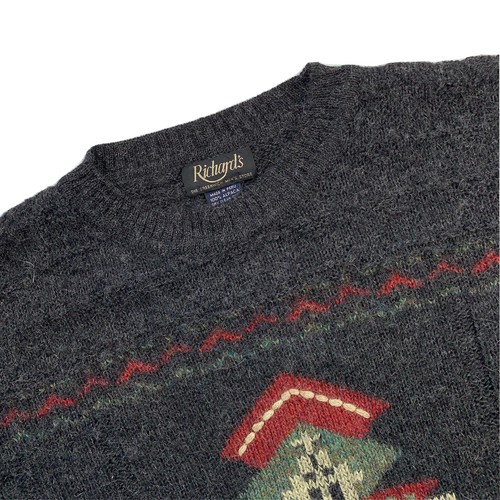 VTG M Richard's Greenwich Dark Grey 100 % Alpaca Cable Knit Native ...