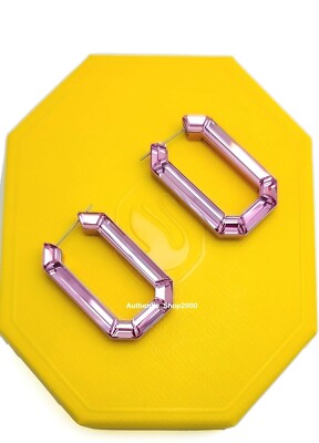 New 100% Authentic SWAROVSKI Statement Lucent Pink Crystal Hoop ...