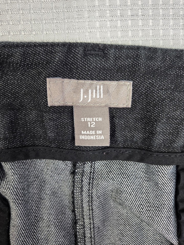 J Jill Wide Leg Pants Black Size 12 Flat Front RN 97641 Cotton Blend ...