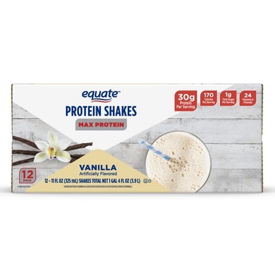 Equate Max Protein Complete Nutritional Drink Shakes, Vanilla, 11 fl oz ...