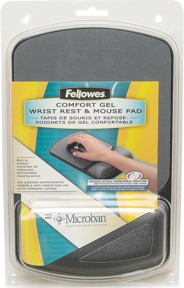 Fellowes MICROBAN Gel Mouse Pad Wrist Support 210.1L x 6.8W inches ...