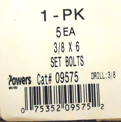 Powers 09575 Anchor Set / Bolts 3/8" X 6" (2 Boxes of 5) (Lot of 10 ...