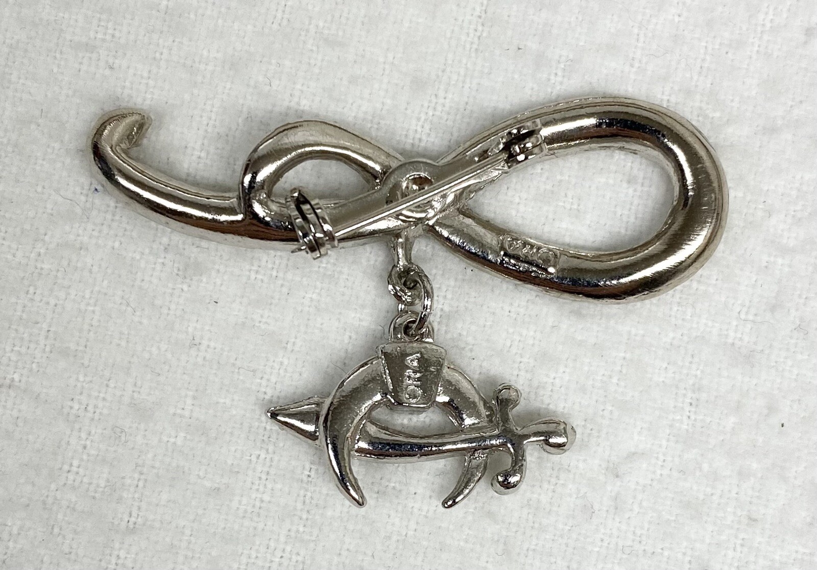 Vintage ORA Masonic Shriner Freemason Brooch Silverto… - Gem