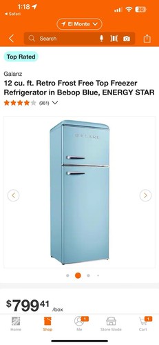 Galanz 12 cu. ft. Retro Frost Free Top Freezer Refrigerator in Bebop ...