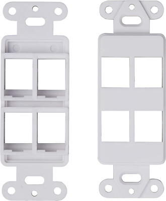 10 Pcs - 4 Port Decoration Wall Plate Keystone Insert 4 Gang White ...