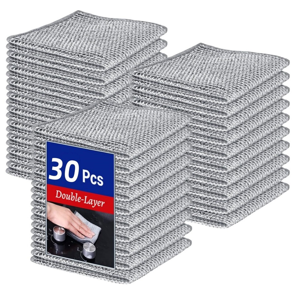 Wire Dishcloths Dishwashing Rag Metal Steel Mesh Cloth Kitchen Cleaning ...