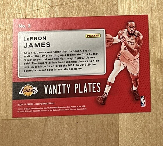 2020-21 Panini NBA Hoops - #3 LeBron James Vanity Plates Los Angeles ...