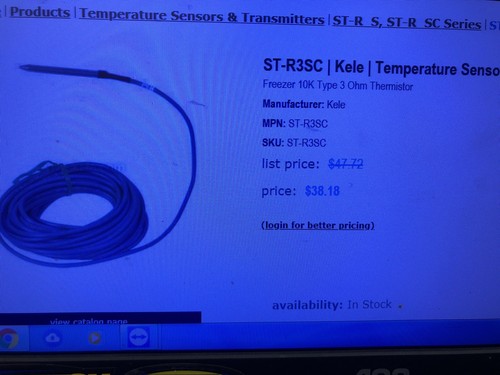 KELE/PRECOM ST-R3SC TEMPERATURE SENSOR/PROBE WITH 25' CABLE 2-WIRE HVAC ...