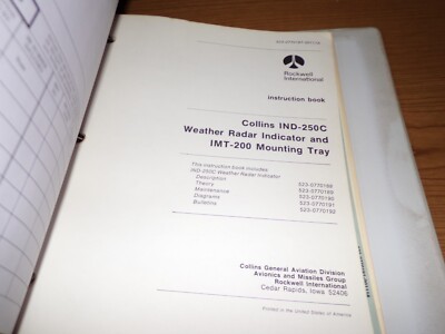 Collins IND-250C Weather Radar & IMT-200 Mounting Tray Manual | eBay