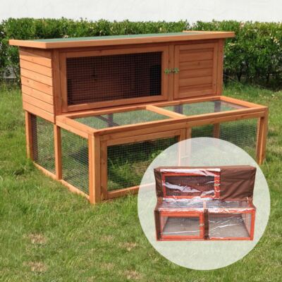 4FT ANCONA LARGE RABBIT HUTCH WITH RUN AND WOODEN PET HOUSE GUINEA PIG ...