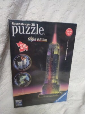 NEW Ravensburger 3D Puzzle Night Edition 216 Pcs Empire State Building ...