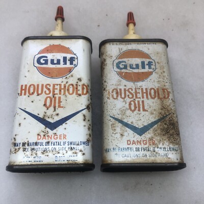 Vintage Gulf Motor Oil Household Dealer Metal Cans Pair | eBay