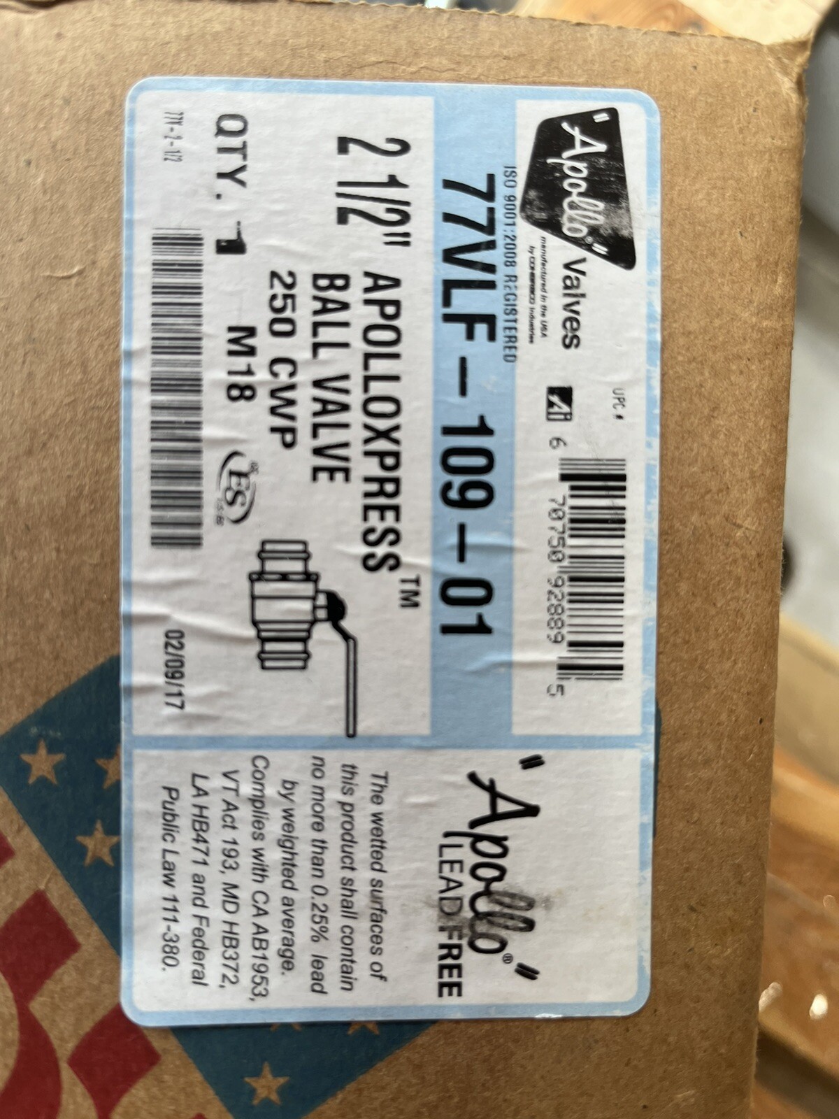 2 1/2” Apollo 77VLF-109-01 Brass, Full Port, APOLLOXPRESS, Ball Valve ...