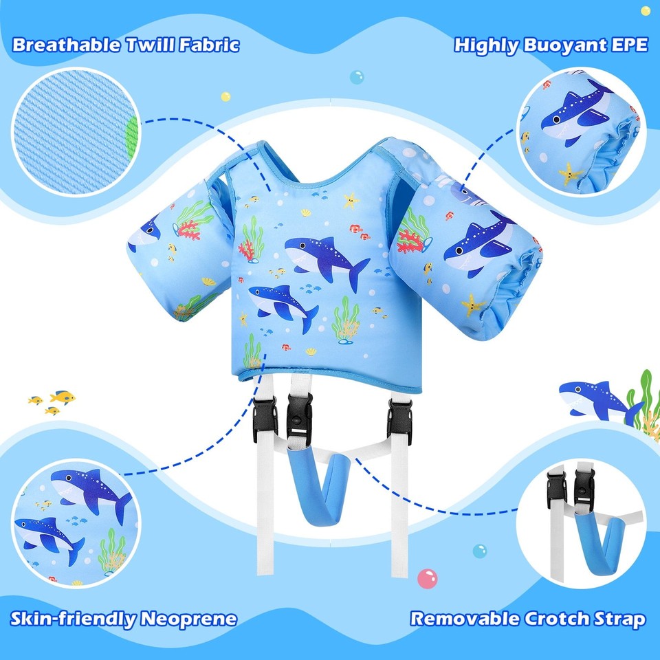 Floaties Swim Vest for 22-30-50-66 lbs, Water Wings Arm Floaties Swim ...
