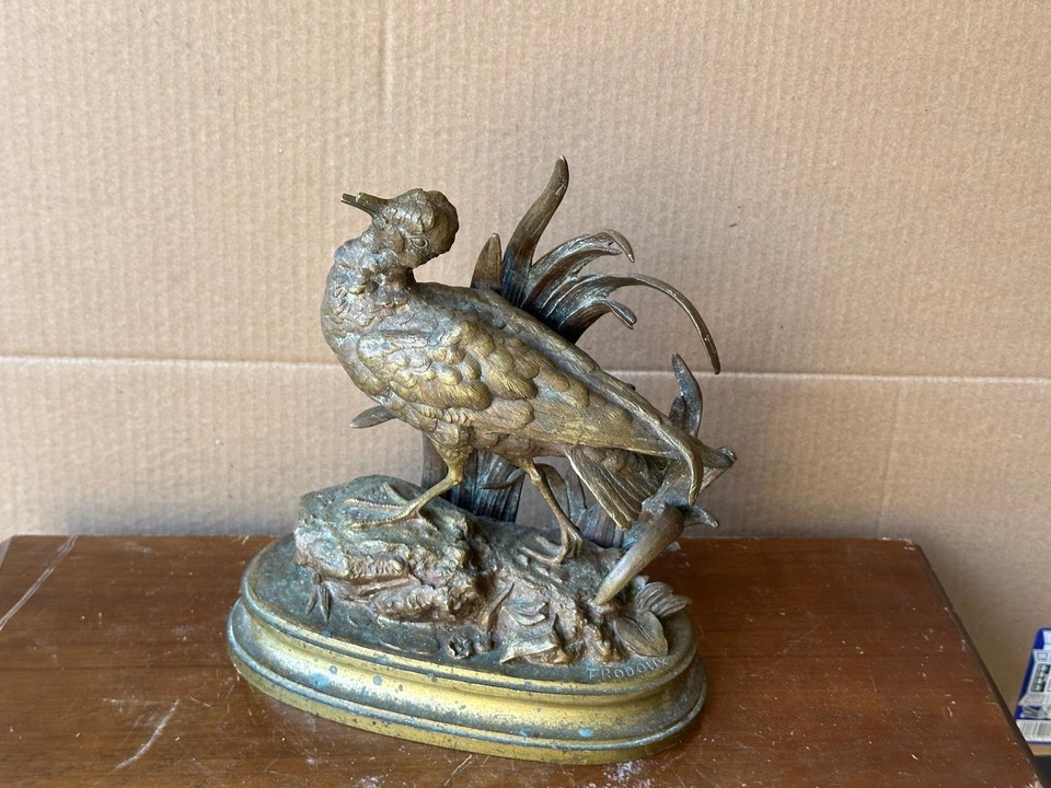 Antique French Bronze Pheasant Sculpture Signed Trodoux – Animalier ...