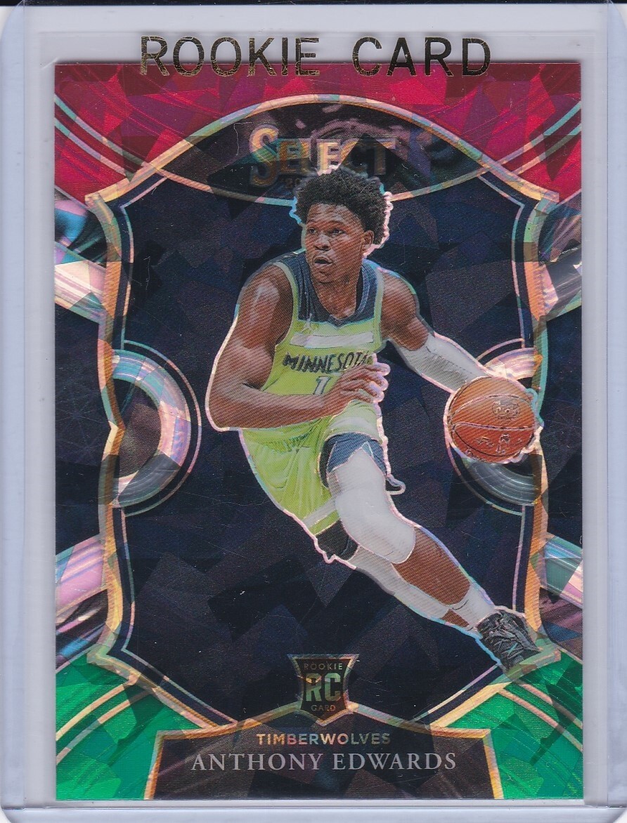 ANTHONY EDWARDS ROOKIE CARD 2020 Select RARE TRI-COLOR CRACKED ICE ...