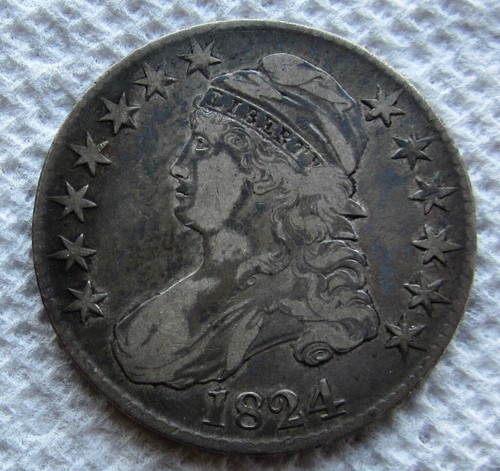1824 Capped Bust Silver Half Dollar Early Rare Key Date Type Coin XF ...