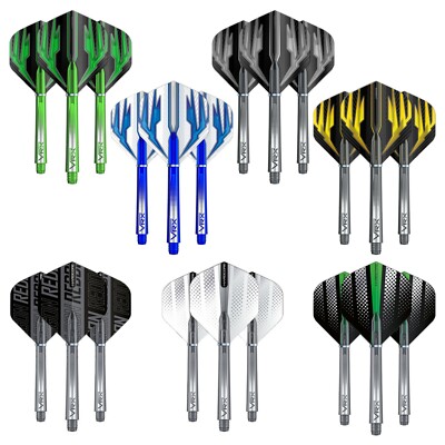 Darts Flights Shafts Combo Hardcore Standard Flights & VRX Medium Stems ...