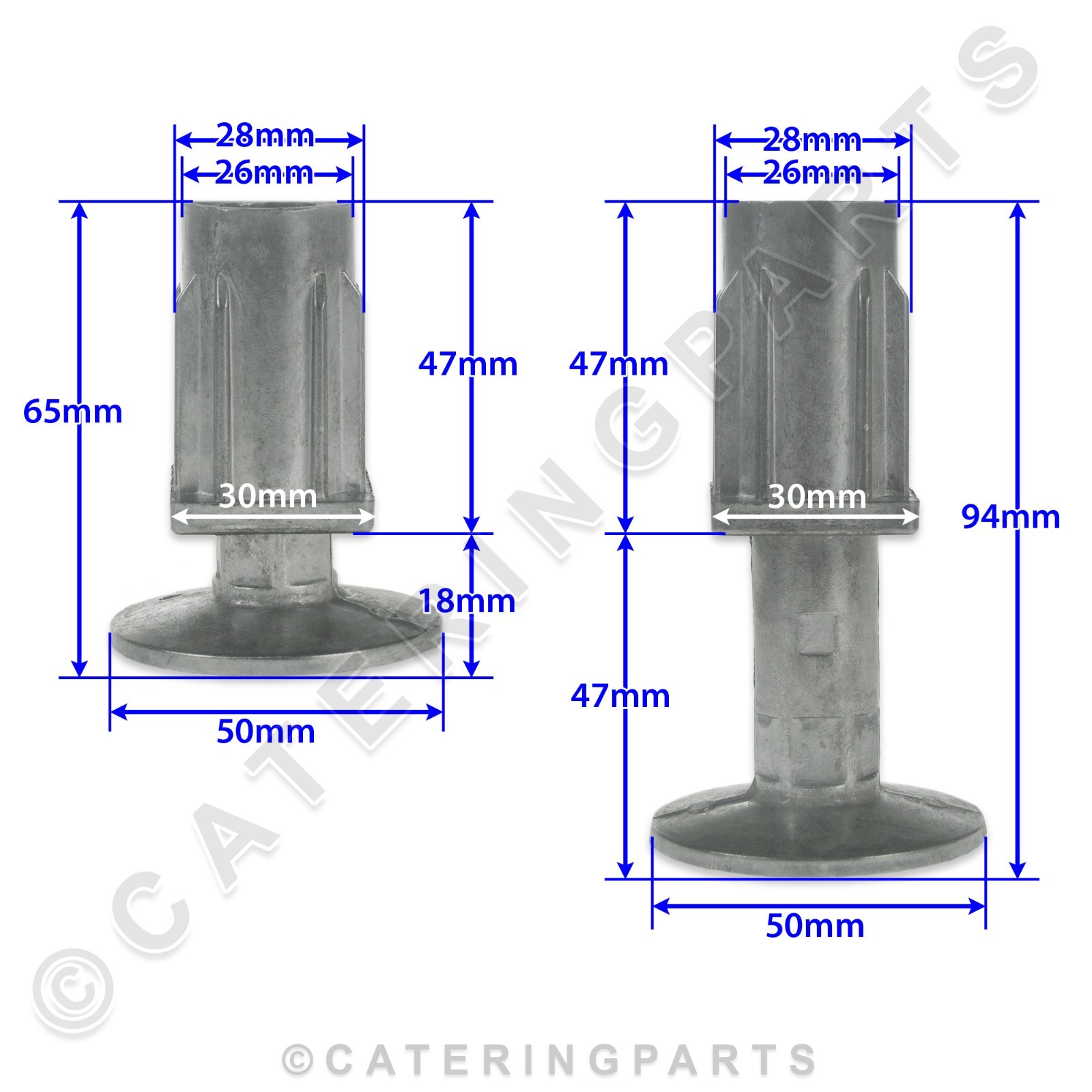 PACK x 8 - 30mm SQUARE TABLE LEGS ADJUSTABLE FOOT INSERTS FOR CATERING ...