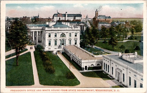 Antique White Border Postcard Posted 1910s Presidents Office & White ...