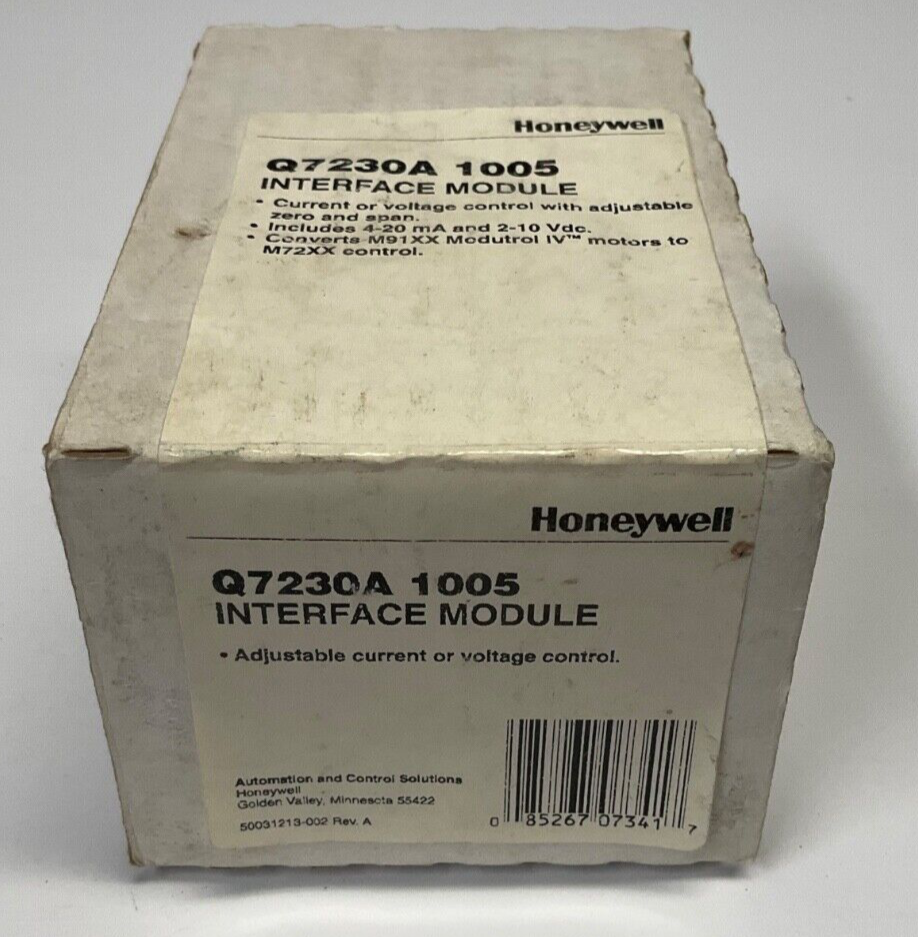 NEW HONEYWELL Q7230A 1005 INTERFACE MODULE 4-20 mA 2-10 VDC Q7230A1005 ...