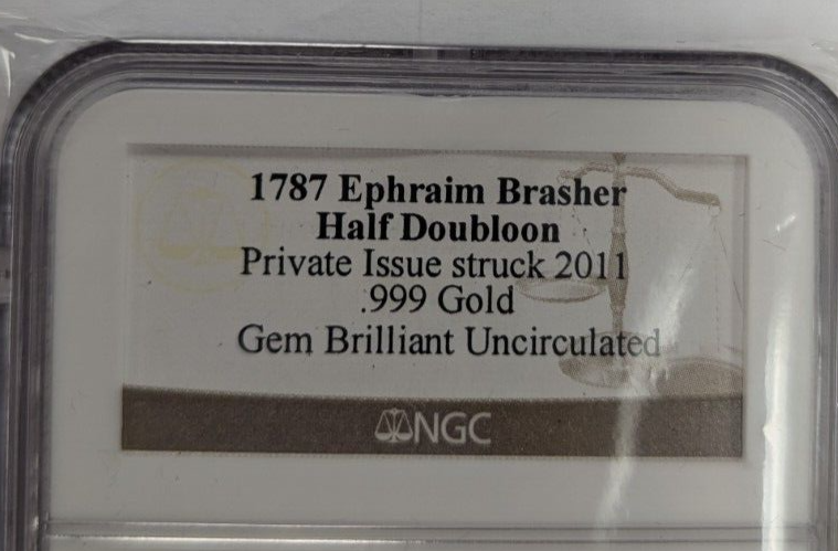 1787 Commemorative Ephraim Brasher GOLD Half Doubloon Struck in 2011 ...