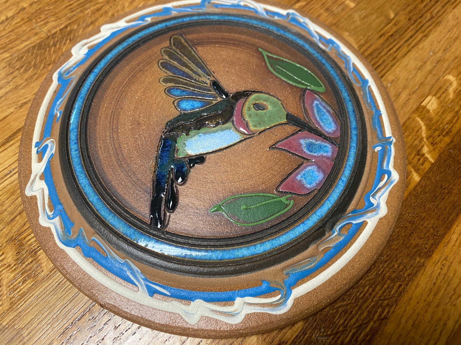 ART POTTERY HUMMINGBIRD WALL DISC, RED CLAY, CALIFORNIA ARTIST BRUCE ...