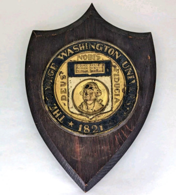 George Washington University Metal Seal Motto Wooden Shield Plaque ...