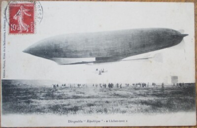 French Aviation 1909 Postcard, Airship Dirigible Republique Blimp | eBay