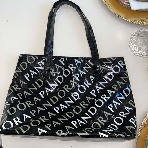 Pandora Bag Signature Logo Black Shopper Handbag Tote Purse Bag 16”x11 ...