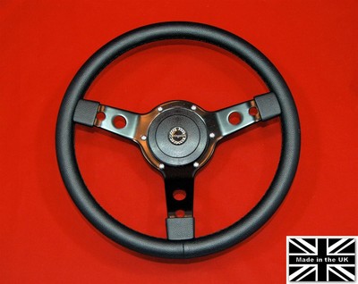 13" Leather Steering Wheel-Black Spokes & Hub. Fits Triumph Herald | eBay