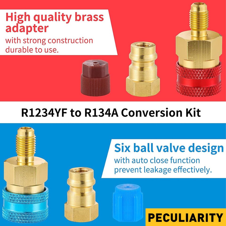 R1234yf R134a to Connector Quick Adapter Coupler Hoses Fitting Low/High ...