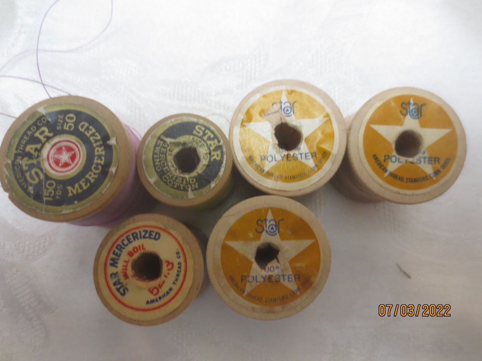 Lot 6 vintage STAR Brand sewing thread spools Mercerized Cotton ...