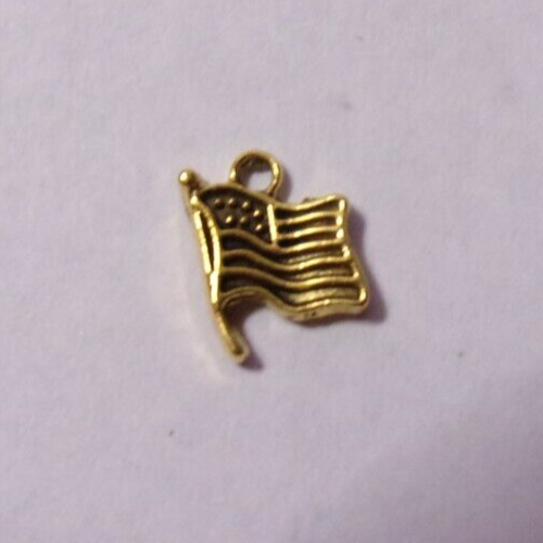 Gold Tone Tiny Stylized American Flag Pendant Charm Hang Tag | eBay