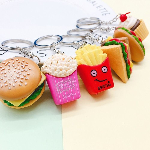 French Fries Fast Food Keychain Hamburger Simulated Food Key Chain Gift ...