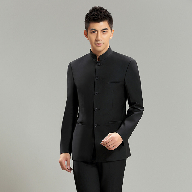 Men's Slim Tunic Suit Youth Chinese Style Wedding Dress 2pcs Casual ...